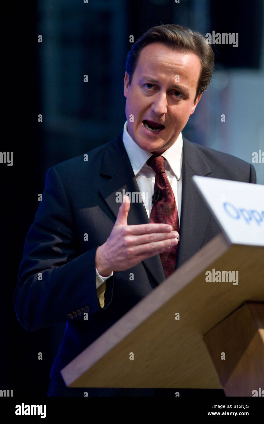 David Cameron leader of the Conservative party in the UK launches an ...