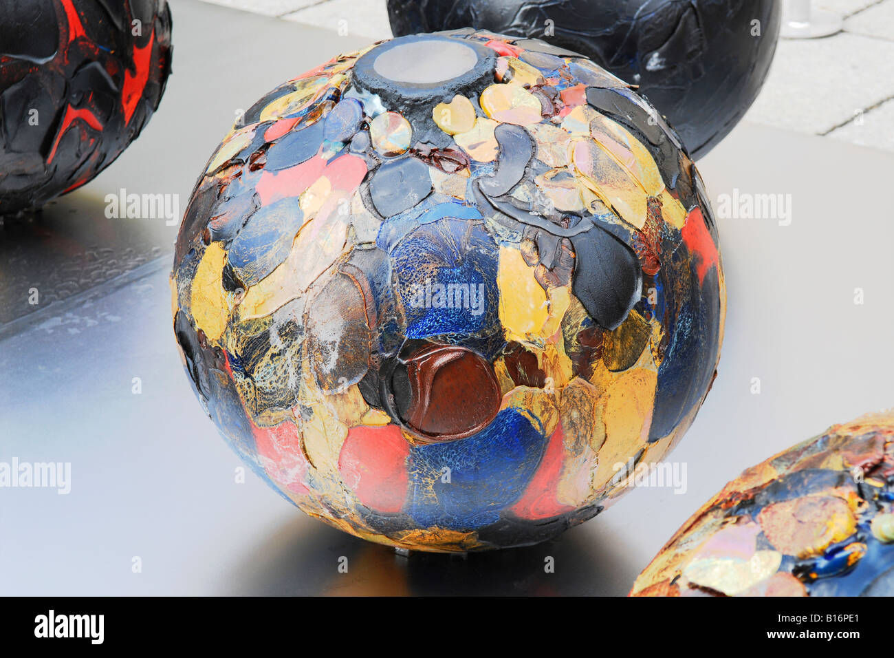 Vienna Wien Modern art display of multicolored painted big balls in the ...