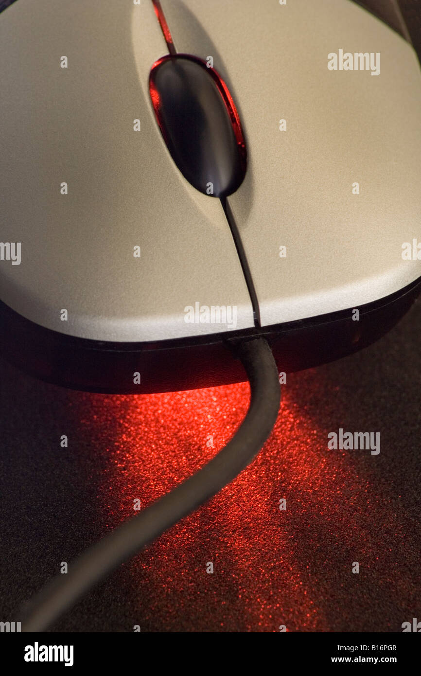 Light showing under an optical mouse Stock Photo - Alamy