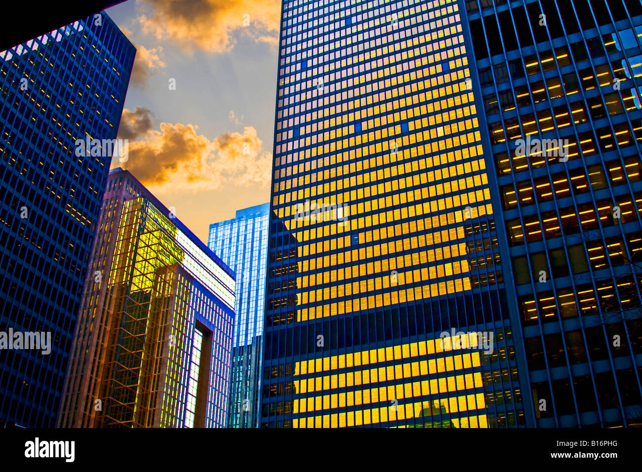 Office buildings downtown financial district large banks Stock Photo ...
