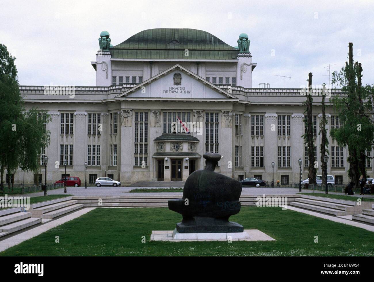 Croatian State Archive and Marulic statue Zagreb Croatia Stock Photo ...