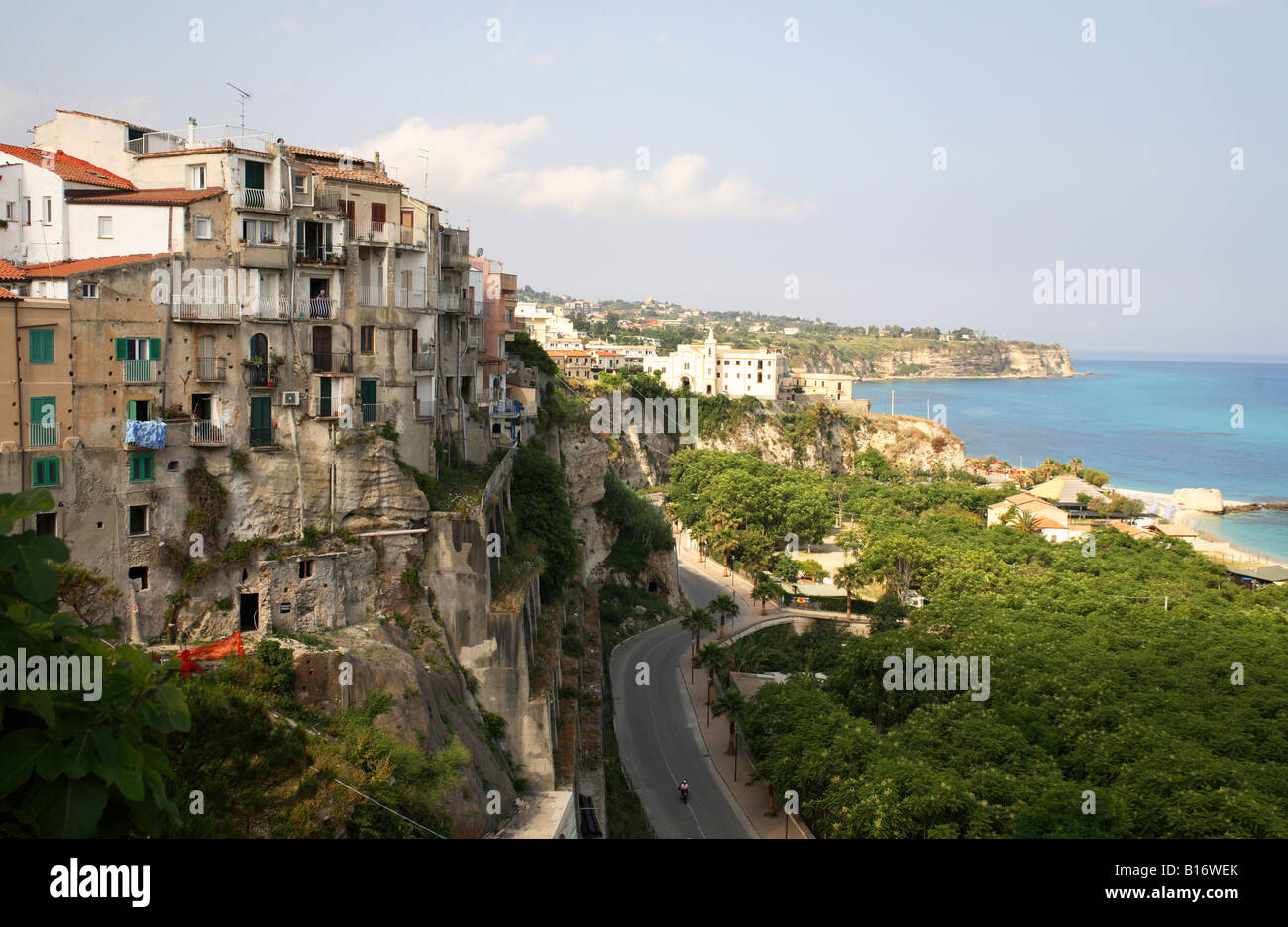 a view of the coastline and beach from Tropea town in calabria italy ...