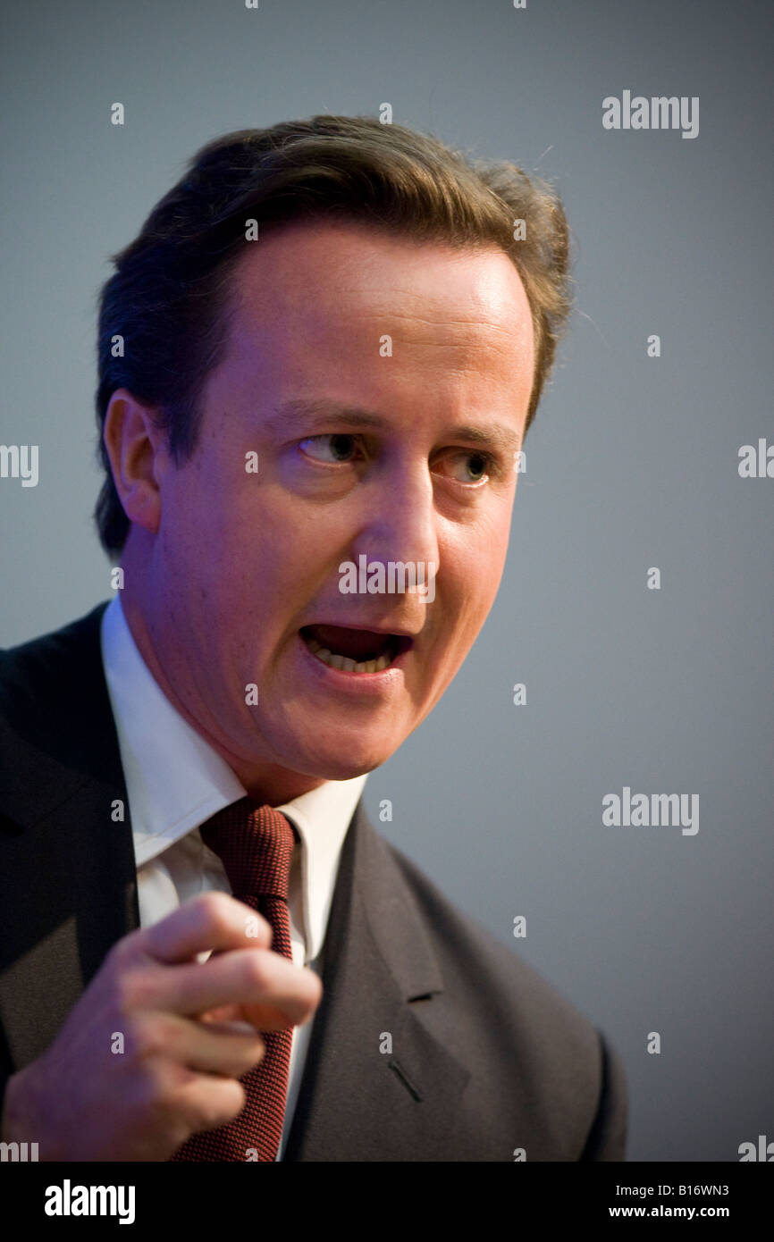 David Cameron leader of the Conservative party in the UK launches an ...