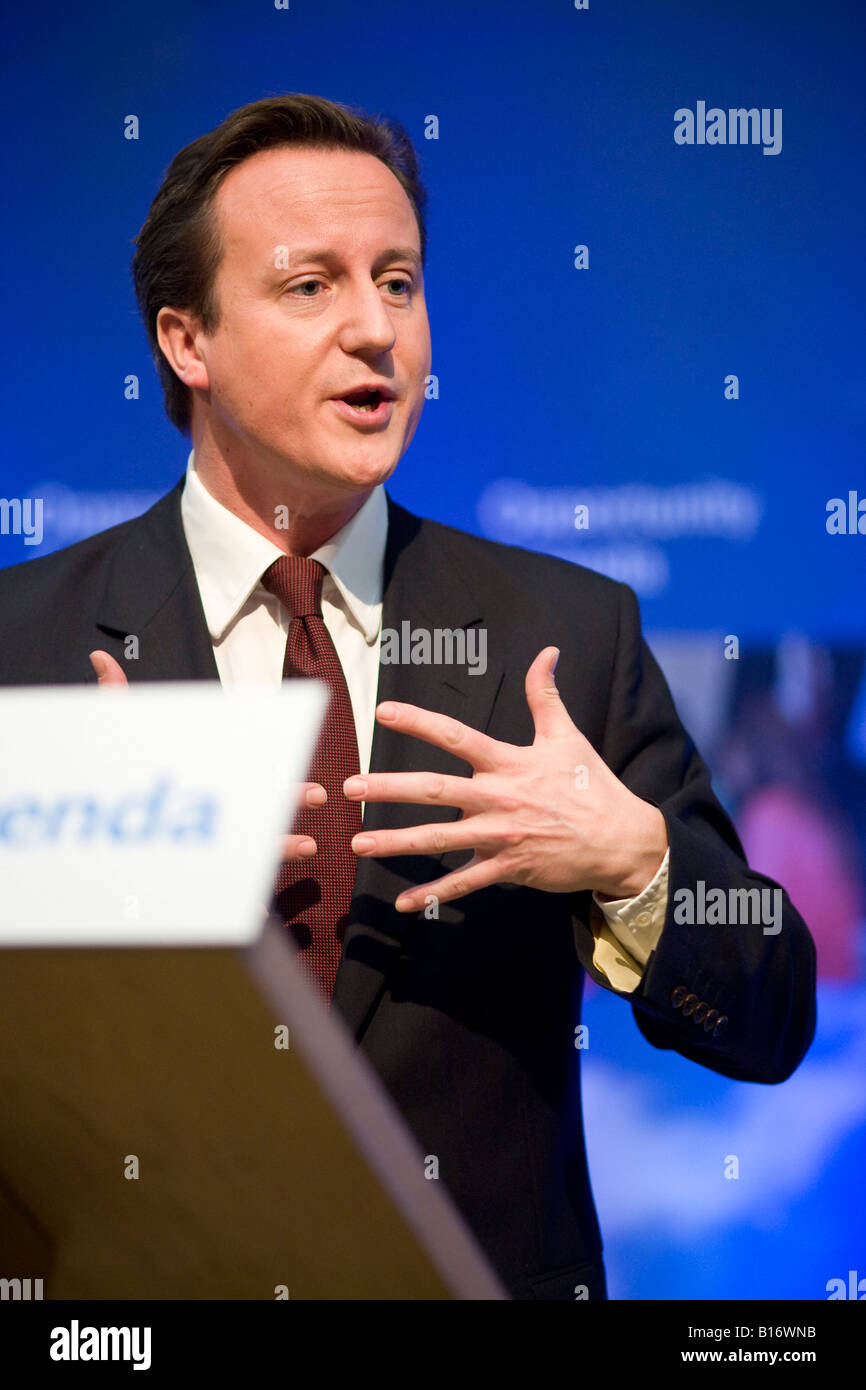 David Cameron leader of the Conservative party in the UK launches an ...