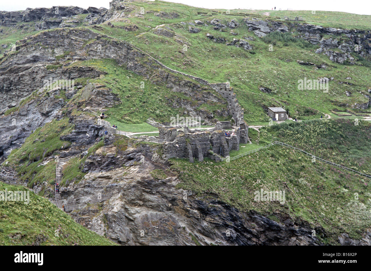 A view of the ruins of Tintagel, legendary castle of King Arthur Stock ...