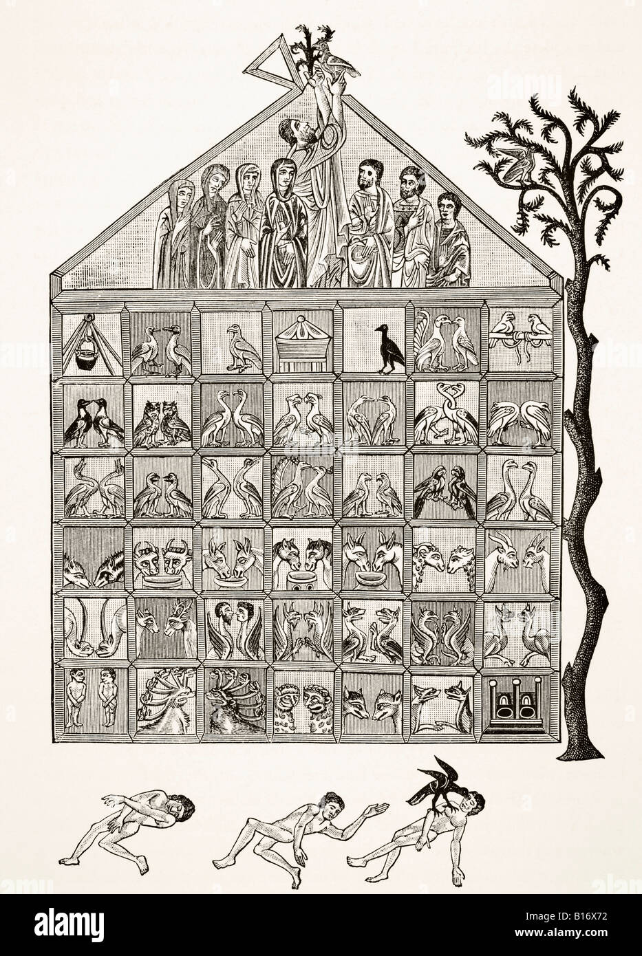 Cross section of Noah's Ark, from a manuscript of the 12th century ...