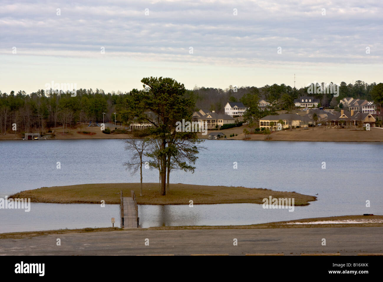 Small Island with a Tree on a Lake Stock Photo - Alamy