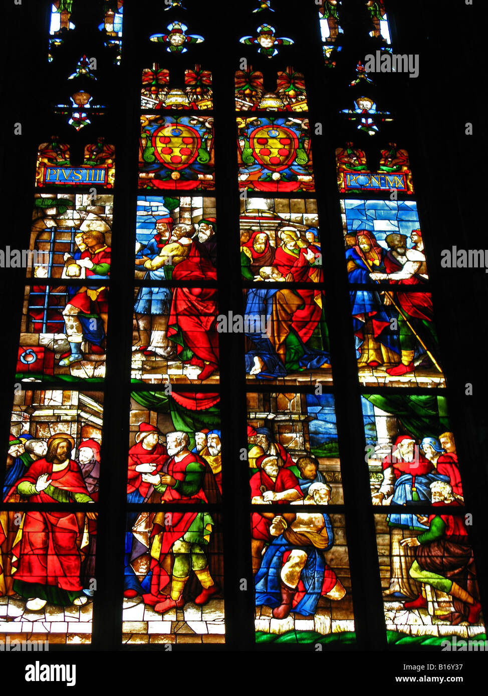Stained glass window, Cathedral Duomo Milan, Italy, EU Stock Photo - Alamy