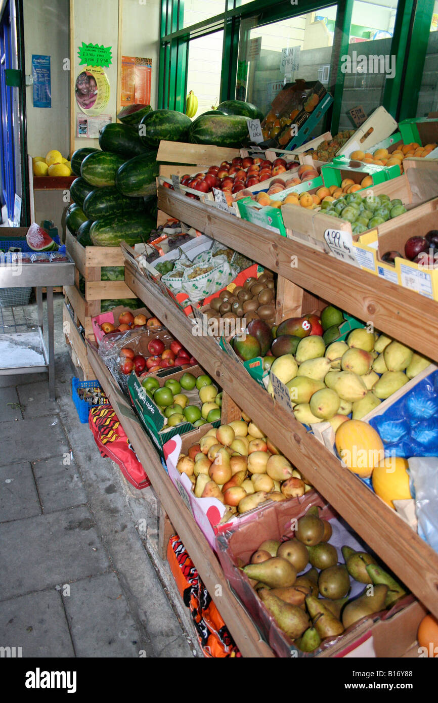 Local corner store shop exterior fresh fruit and vegatables Stock Photo ...