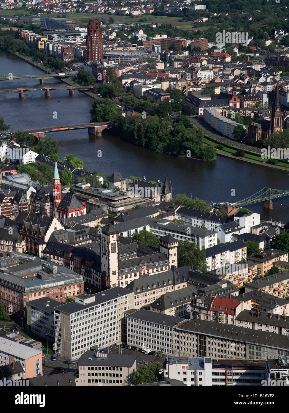 Germany Hessen Frankfurt am Main Römerberg area old town aerial view ...