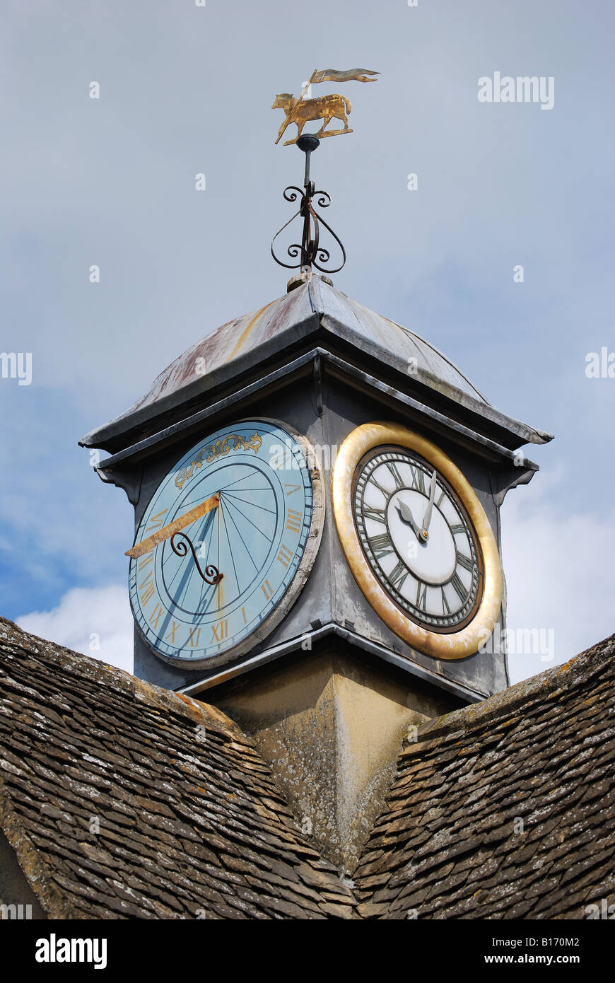 Clock Tower, medieval Buttercross, Market Square, Witney, Oxfordshire ...