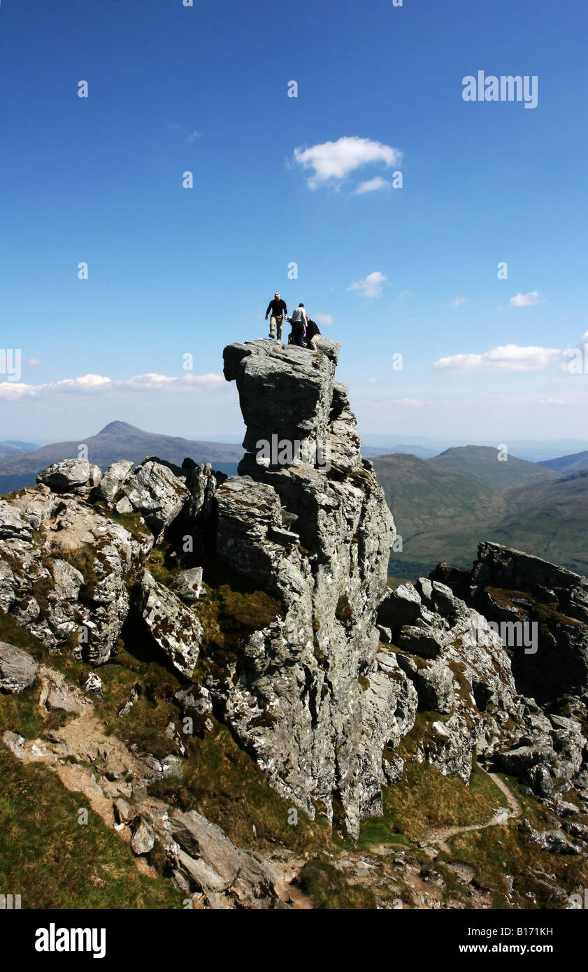 Hikers on the Summit of Ben Arthur( The Cobbler Stock Photo - Alamy