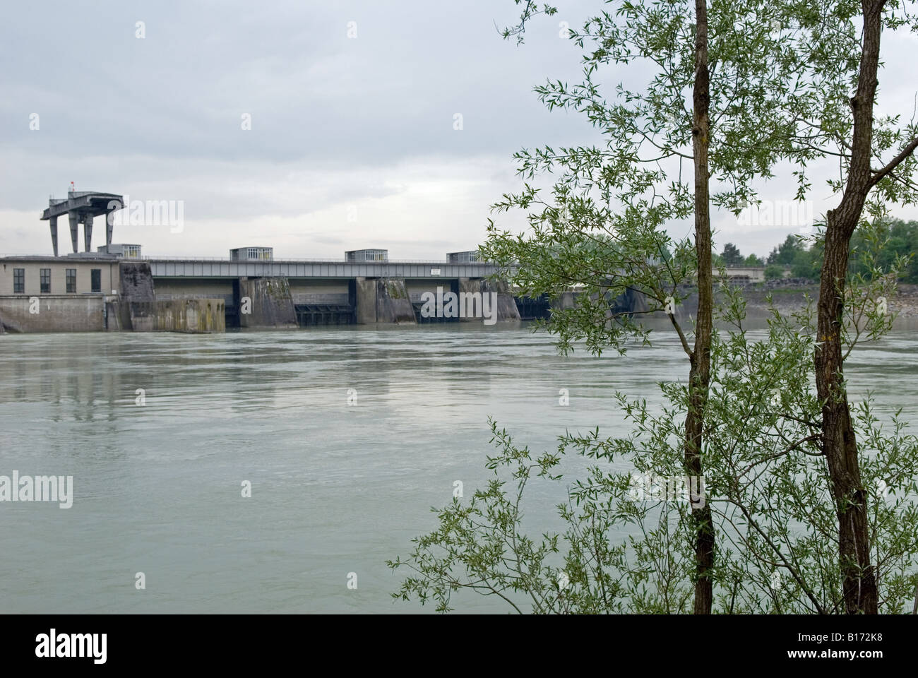 Simbach Hydroelectric power station on the river Inn, Bavaria, Germany ...