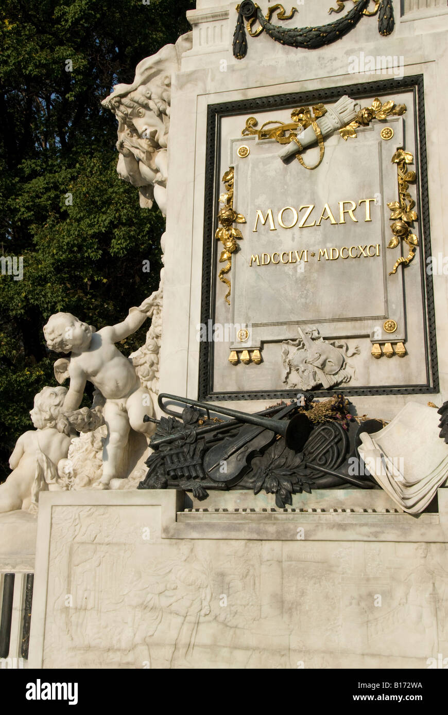Vienna the Mozart Monument Stock Photo - Alamy