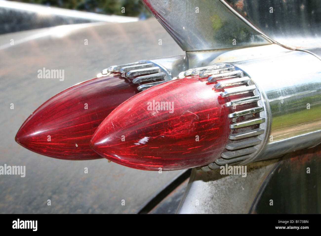 Rocket tail lights on the old Caddy Stock Photo - Alamy