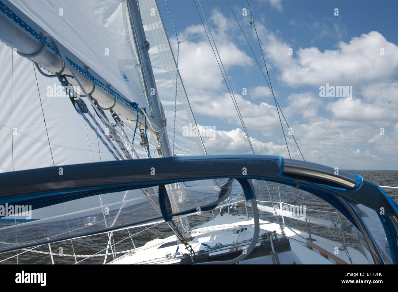 Bow of sailboat on water Stock Photo - Alamy