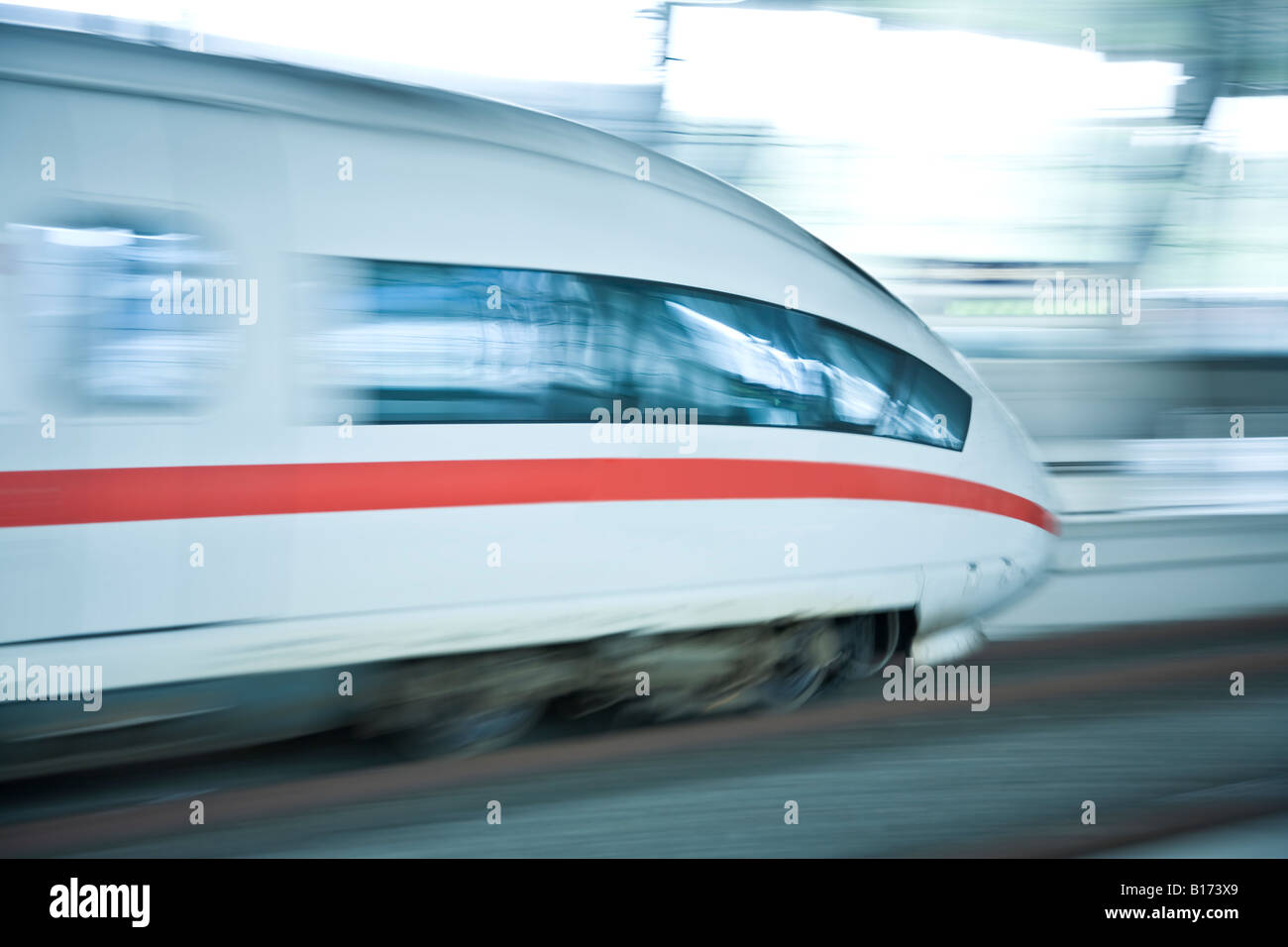 Motion blurred high speed bullet train ICE Stock Photo - Alamy