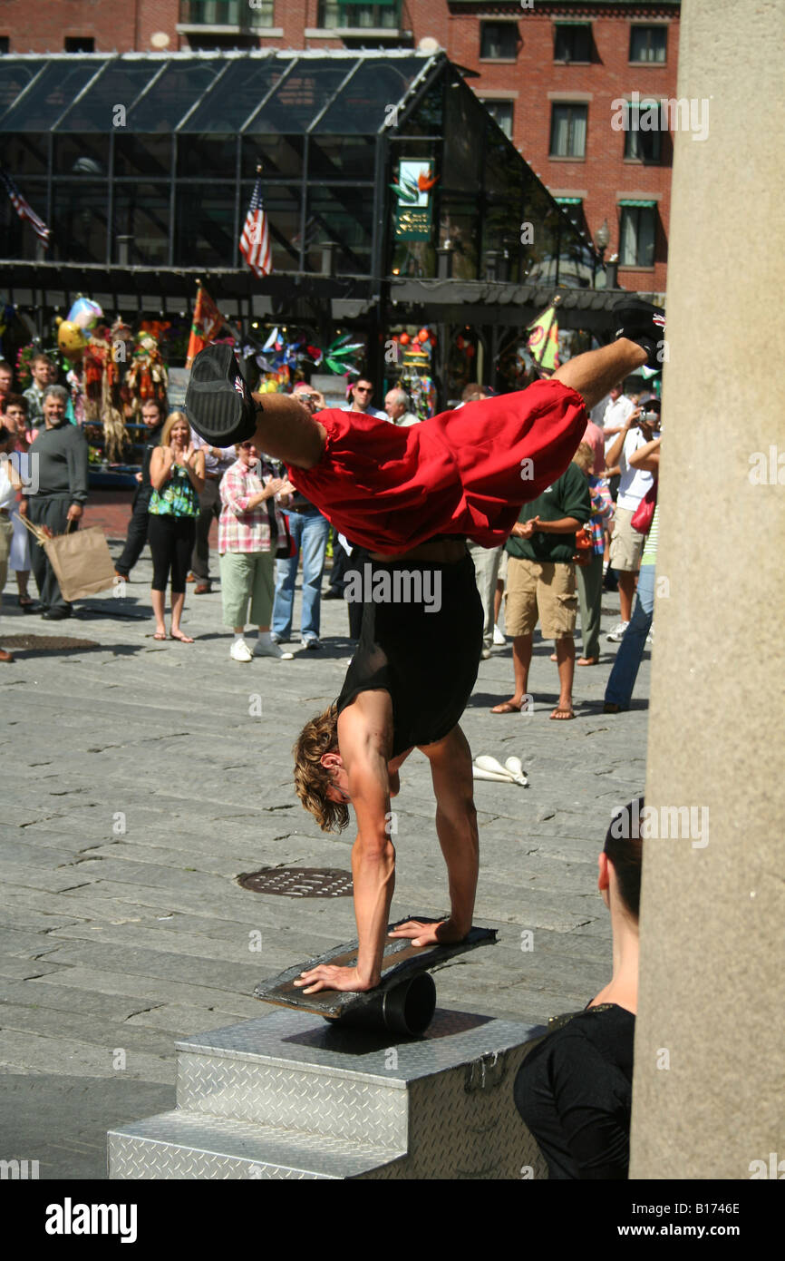Street performers doing acrobatics in downtown Boston Stock Photo - Alamy