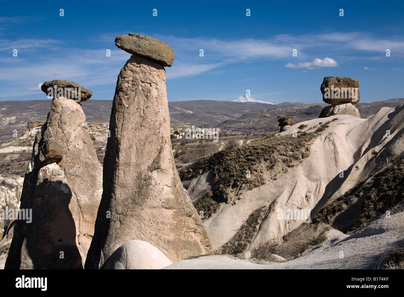 Strange and amazing stone formations in Cappadocia Turkey Stock Photo ...