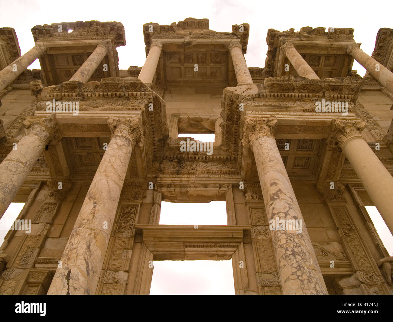 Detail of the Library of Celsus Stock Photo - Alamy