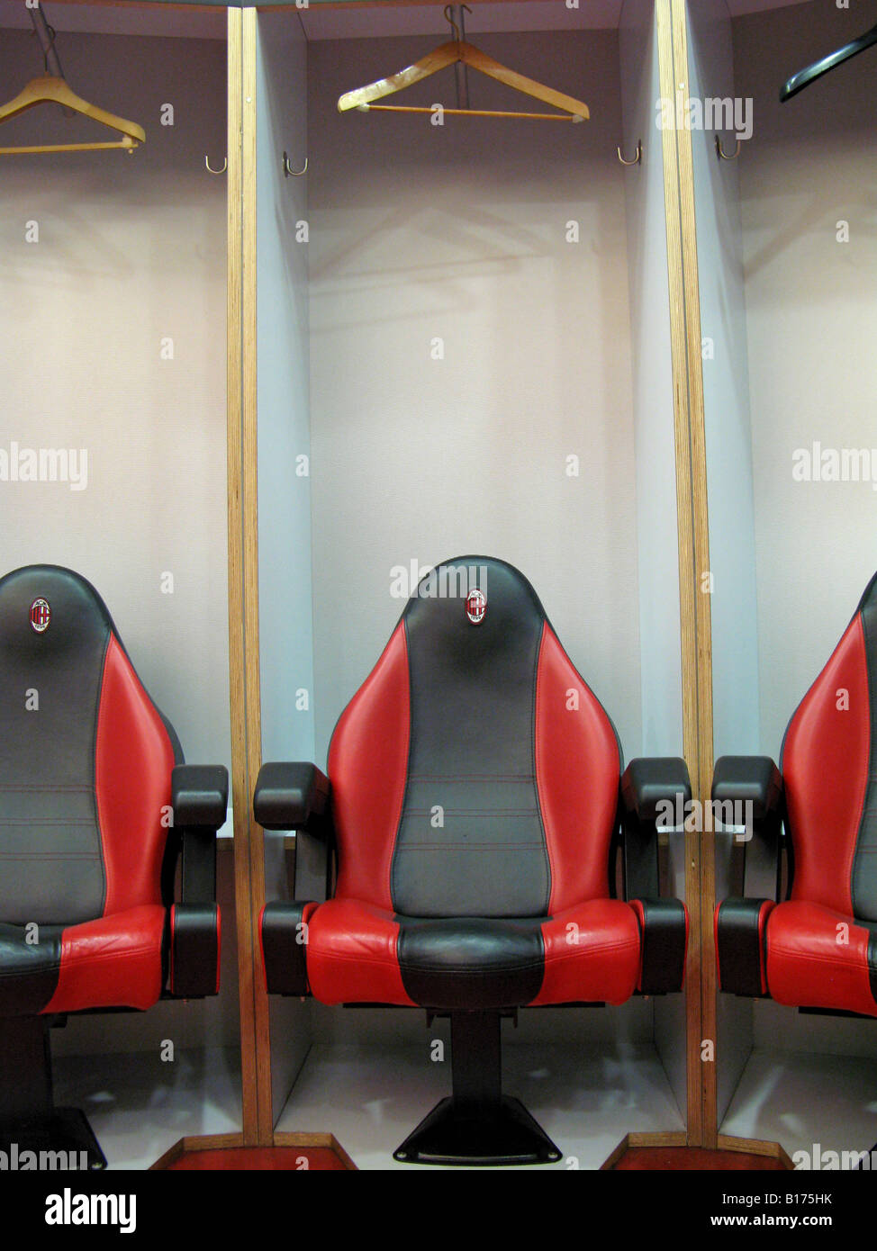 Seats in the AC Milan changing room Stock Photo - Alamy