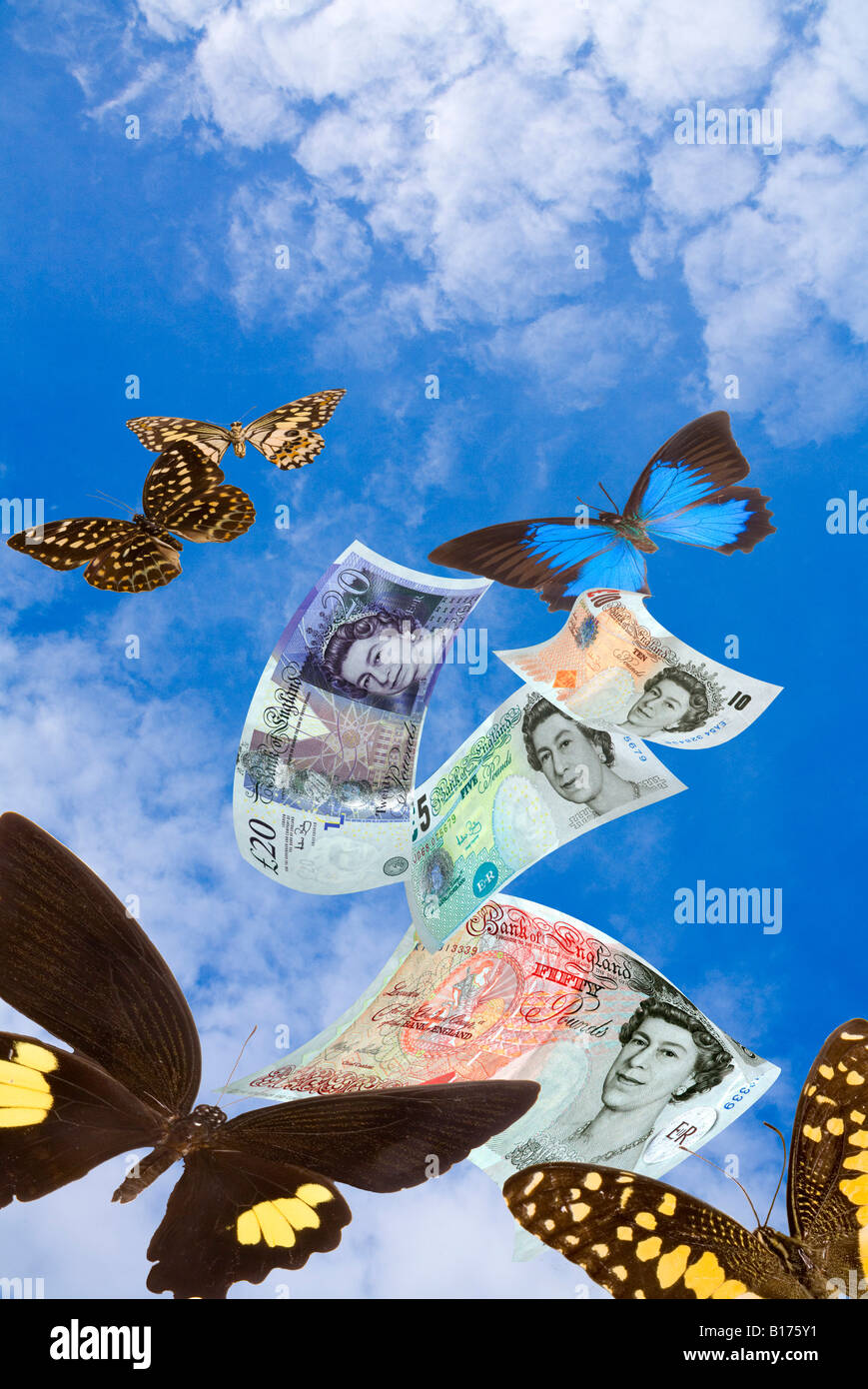 Is your money flying away in the credit crunch Stock Photo - Alamy