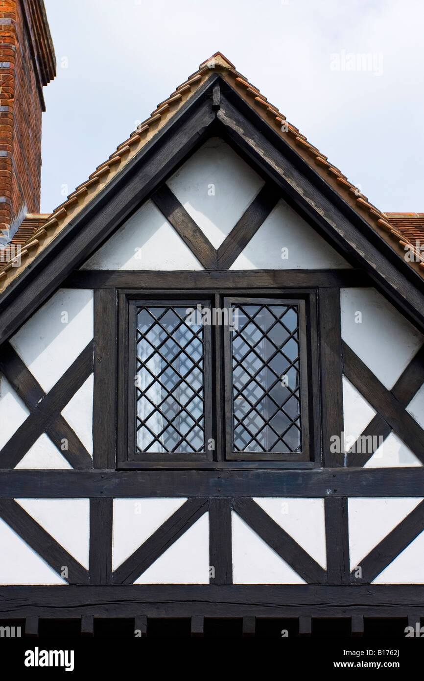 Black and white gable of traditional English townhouse Stock Photo - Alamy