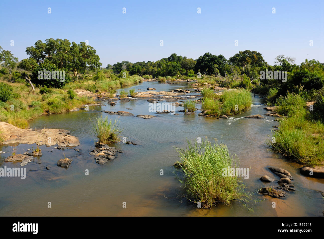 river landscape at Lower Sabie, Kruger Nationalpark, South Africa Stock ...