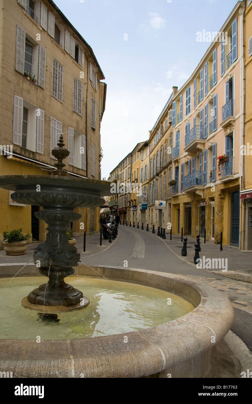 Traditional architecture in a street in Aix en Provence, France with a ...