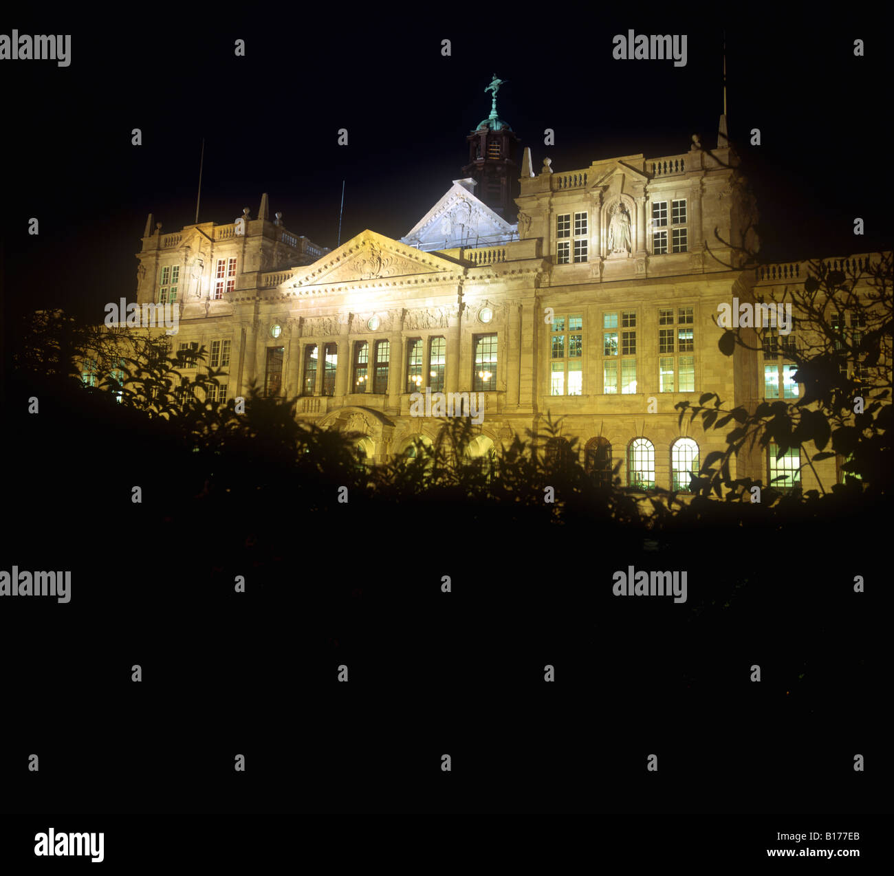 Main Building Cardiff University illuminated at night Cardiff South ...