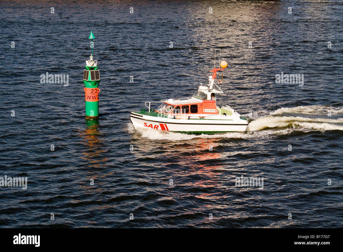 Small german rescue boat Stock Photo - Alamy
