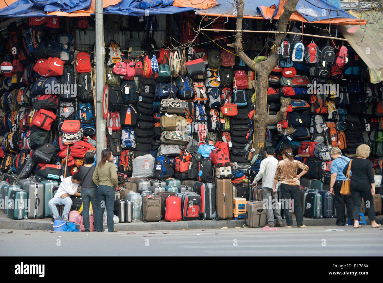 Bag stall Old Quarter Hanoi Vietnam Stock Photo - Alamy