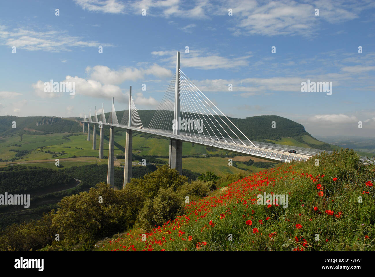The Millau viaduct in The Massif Central region of France Stock Photo ...