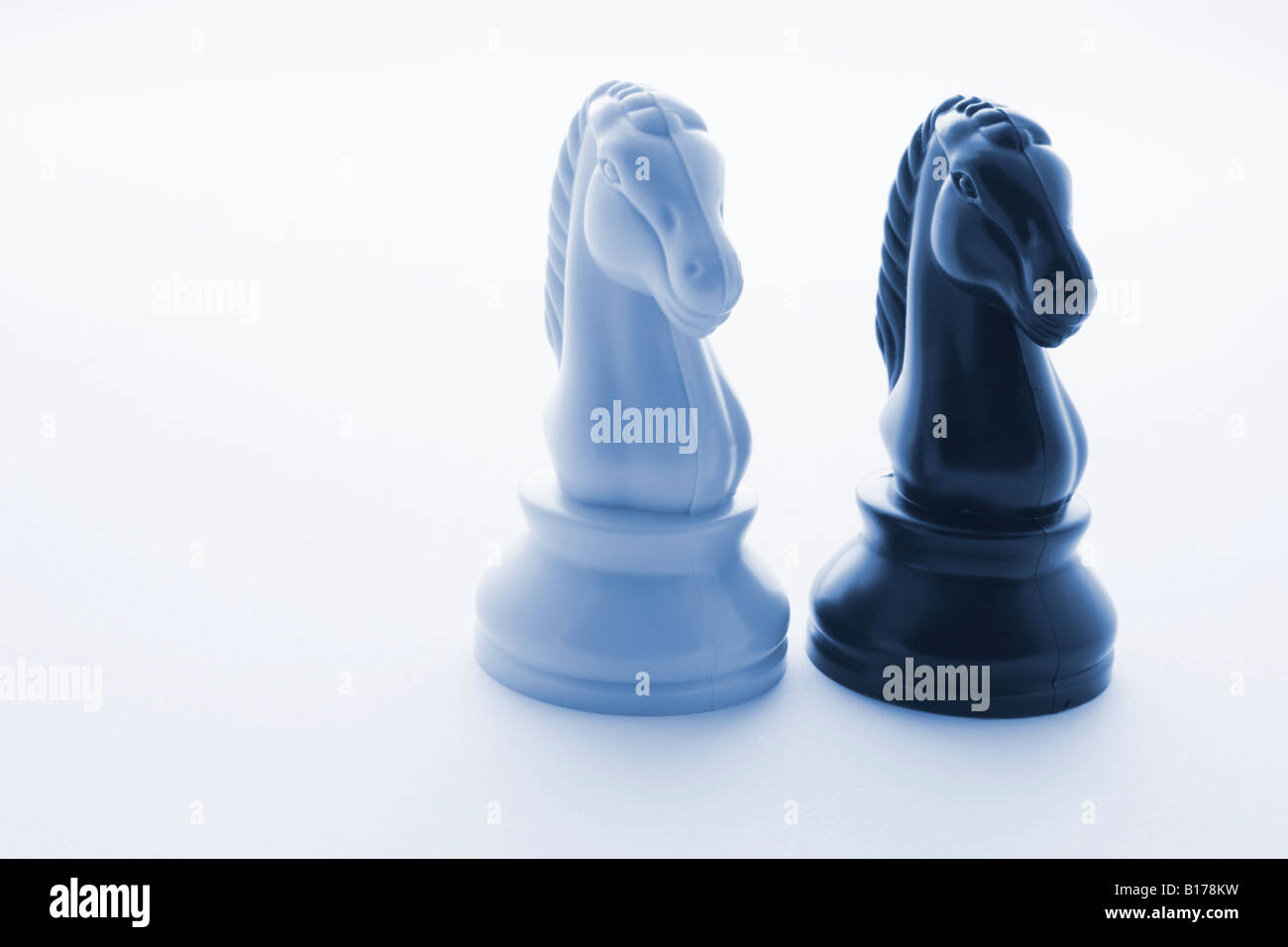Chess Pieces - Knights in Blue Tone Stock Photo - Alamy