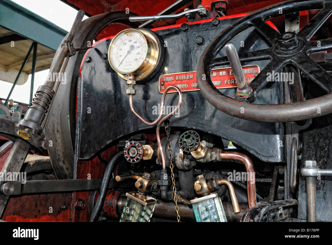 Details of the cab of a traditional steam traction engine. United ...