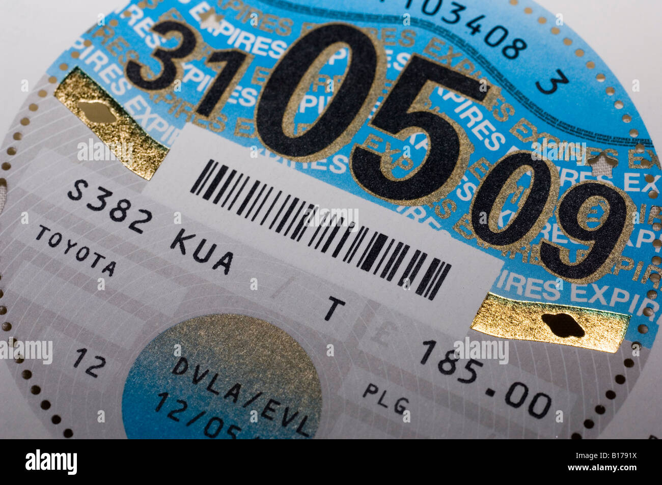 A close up of a Car Tax Disc Uk Stock Photo - Alamy