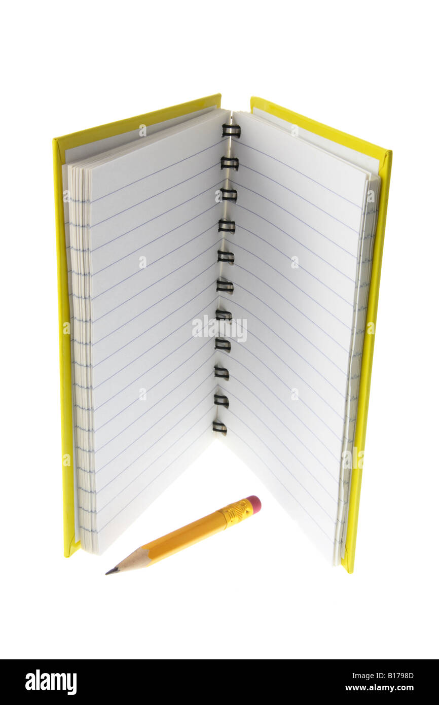 Short Pencil and Note Book Stock Photo - Alamy