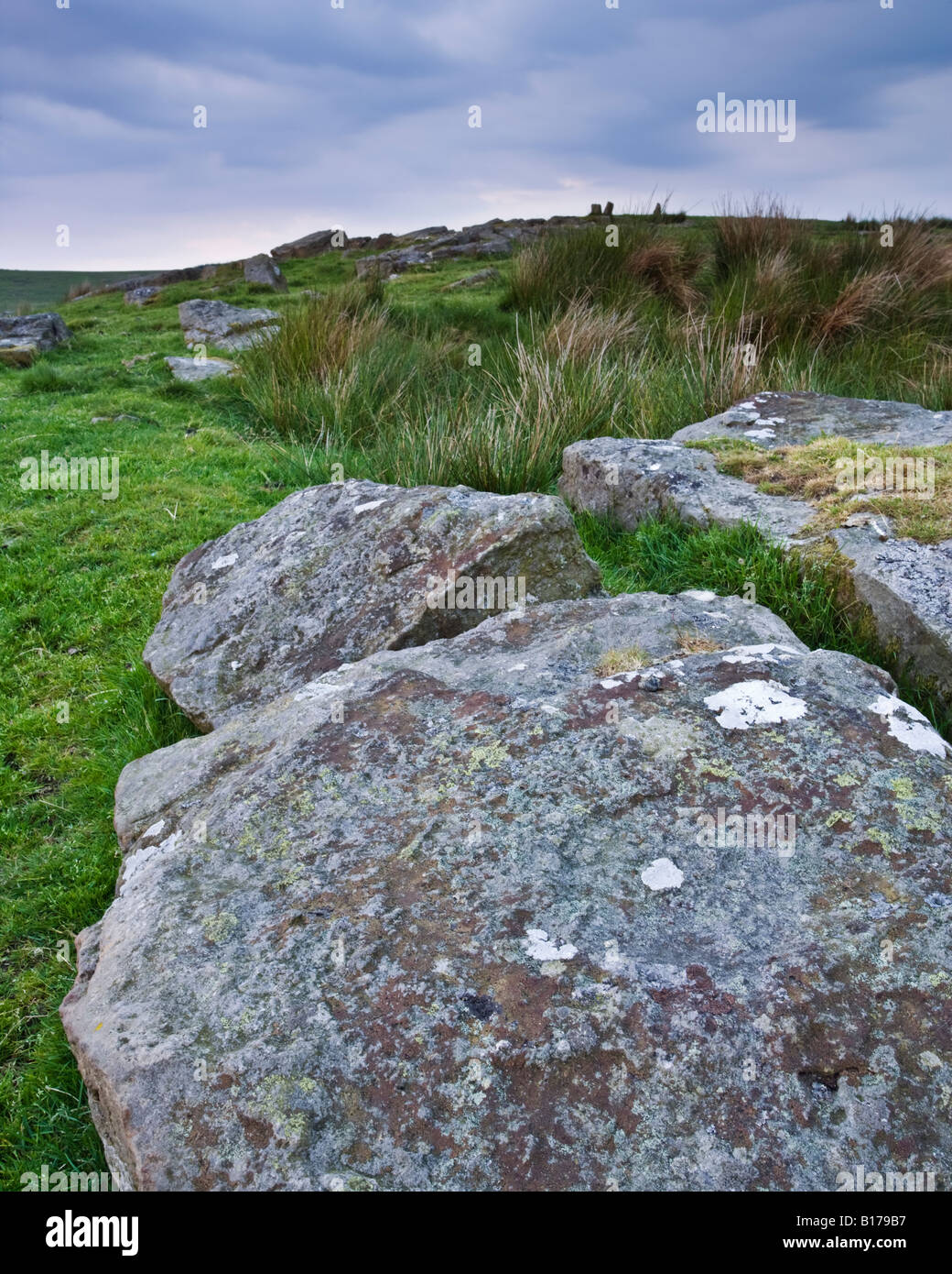 The scattered rocks of Herding Crags in Hadrian's Wall Country ...
