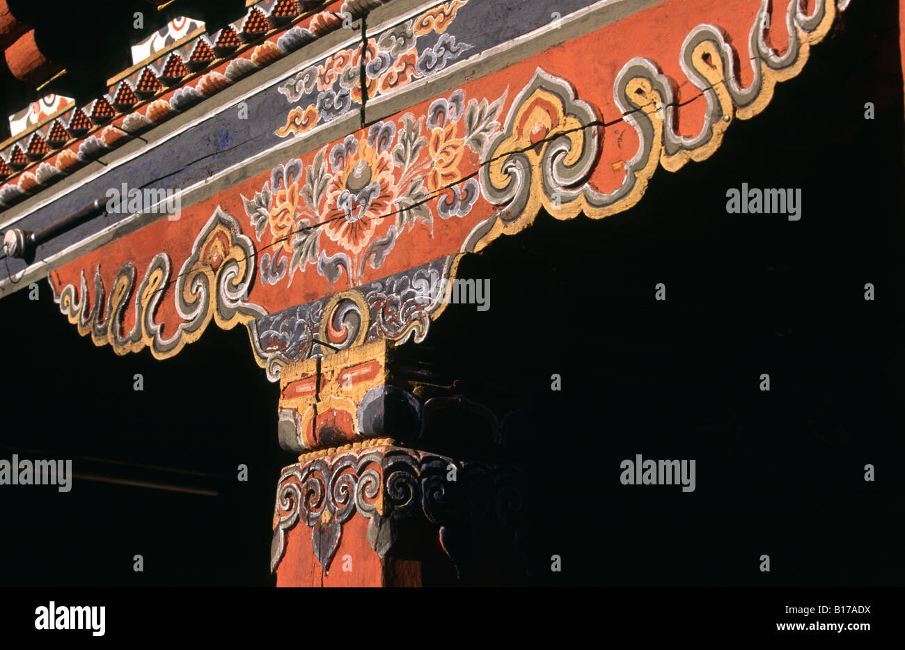Bhutan Jakar Bumthang Valley Tamzhing Monastery building detail Stock ...