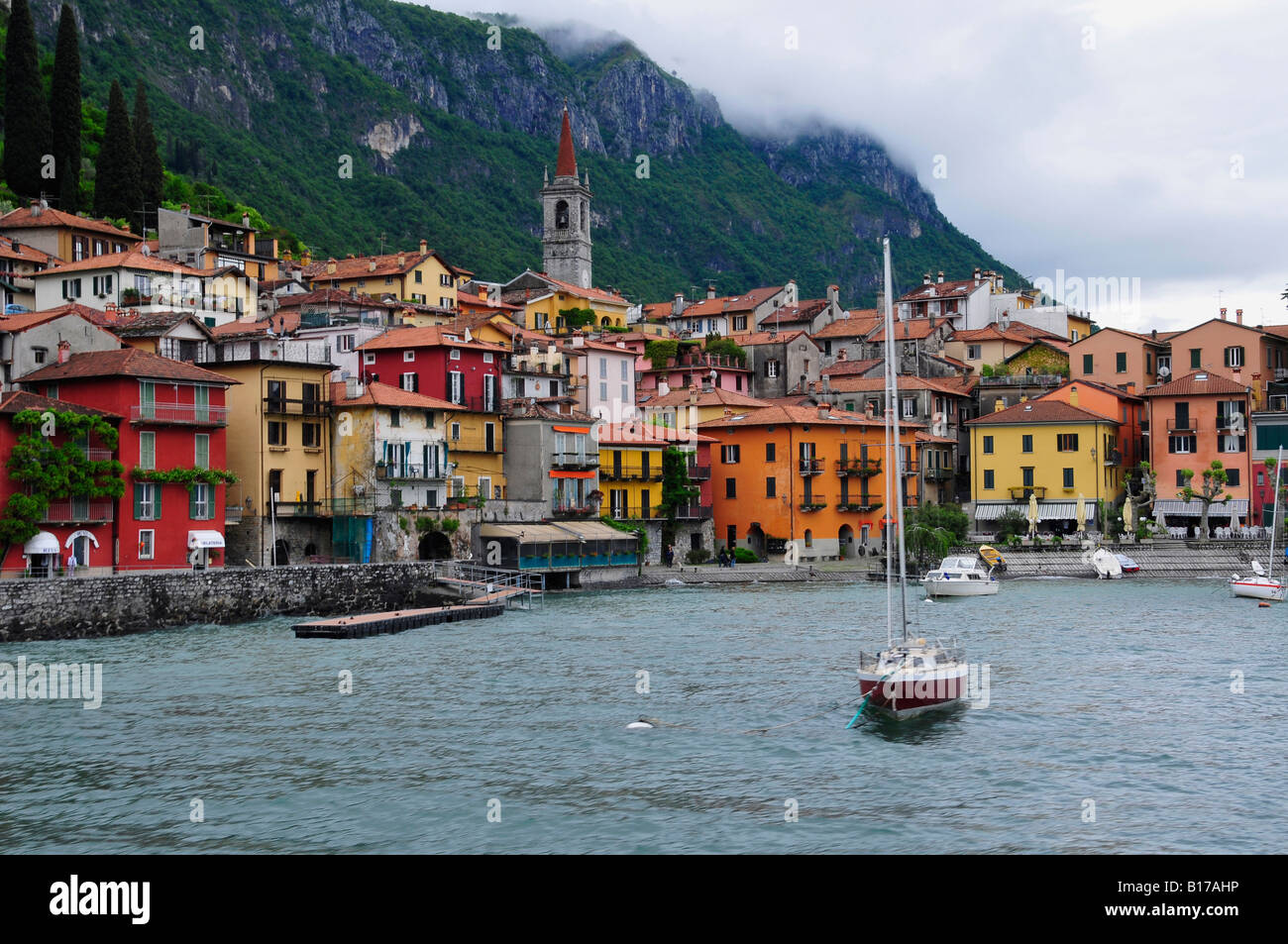 Colorful picturesque town of Varenna on Lake Como Italy taken as the ...