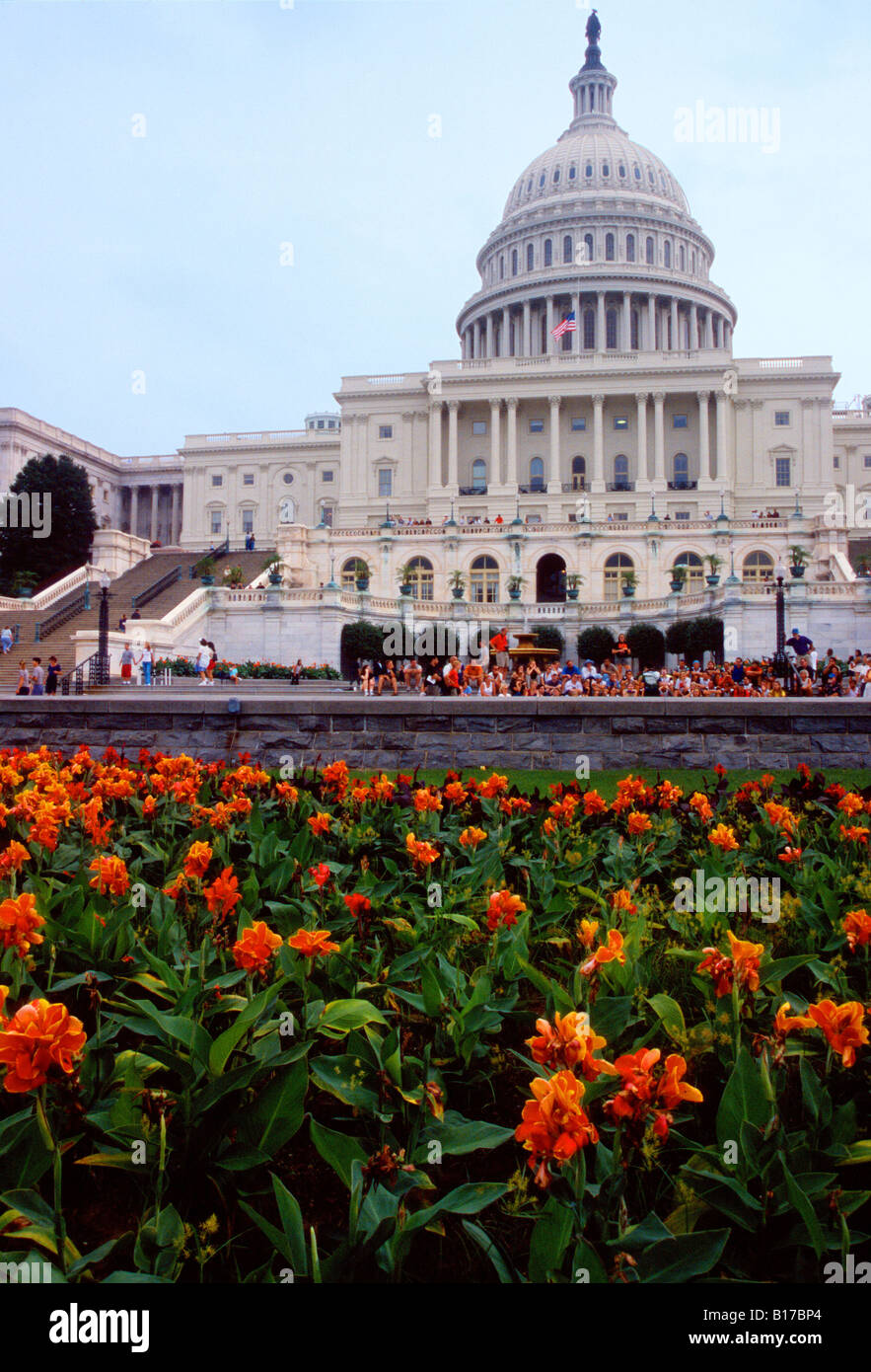 Us capitol with summer flowers hi-res stock photography and images - Alamy
