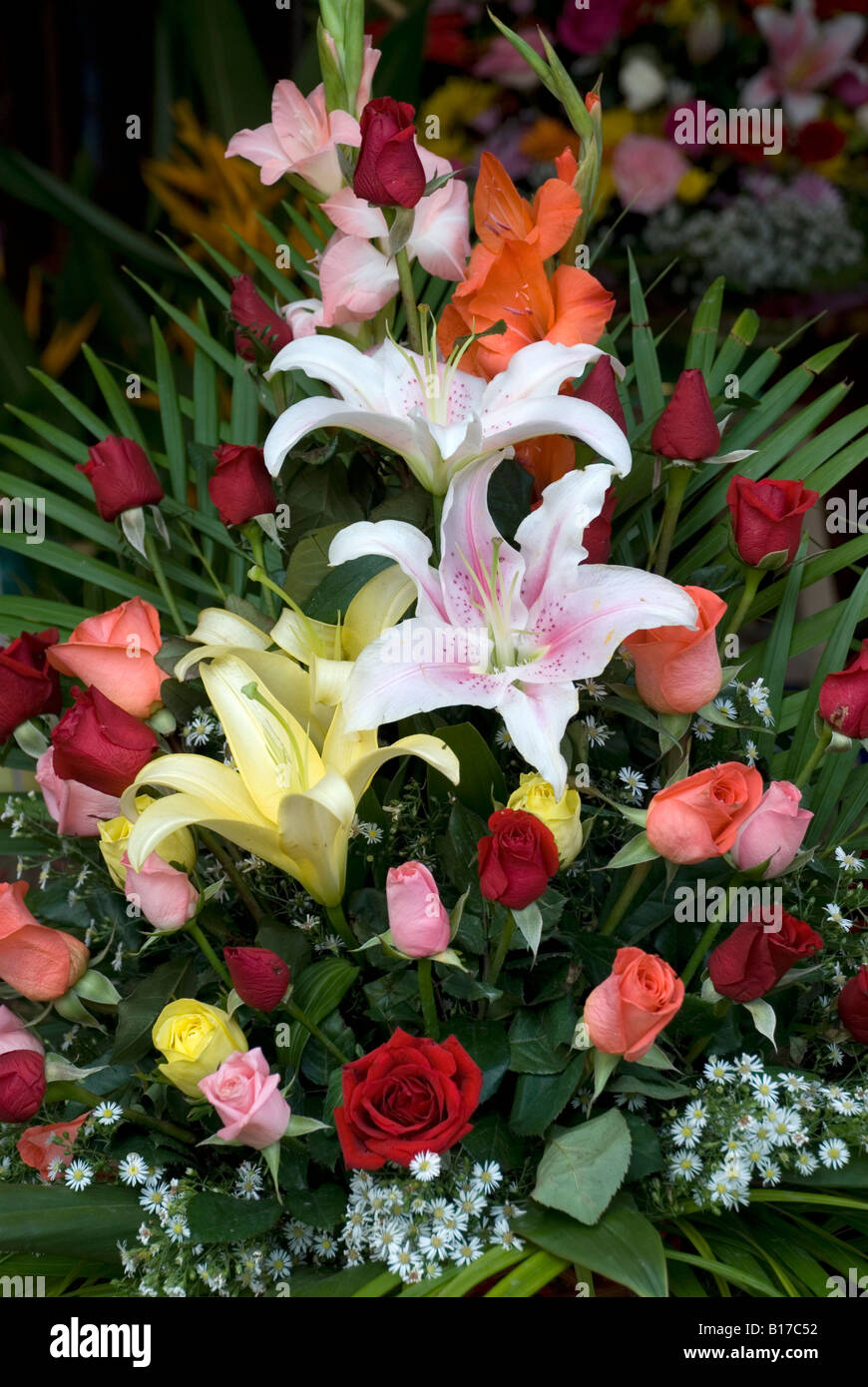 Cambodia Phnom Penh flower arrangement at Central Market Stock Photo ...