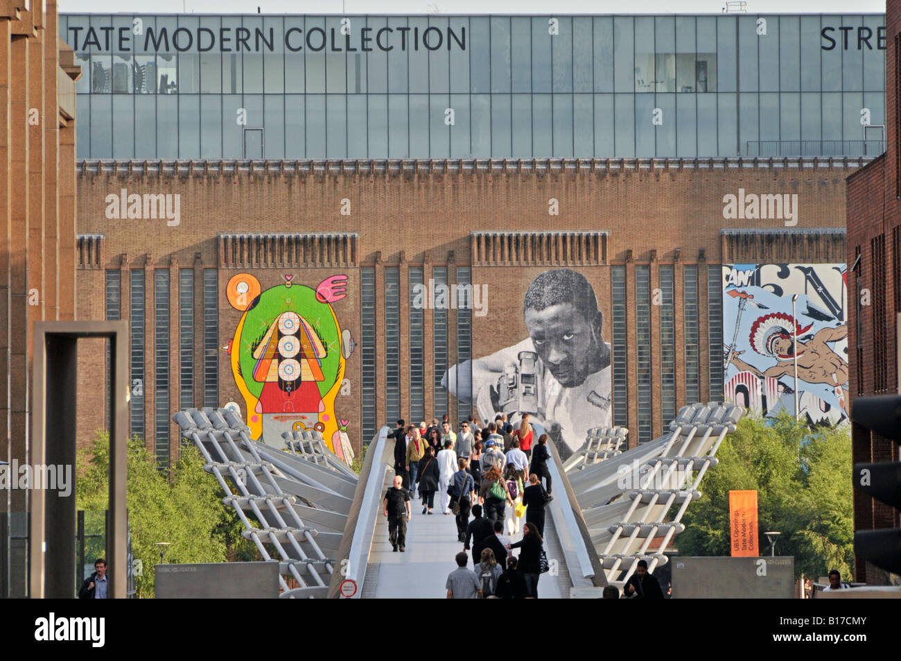 Tate Modern external brick walls used for street art display of ...