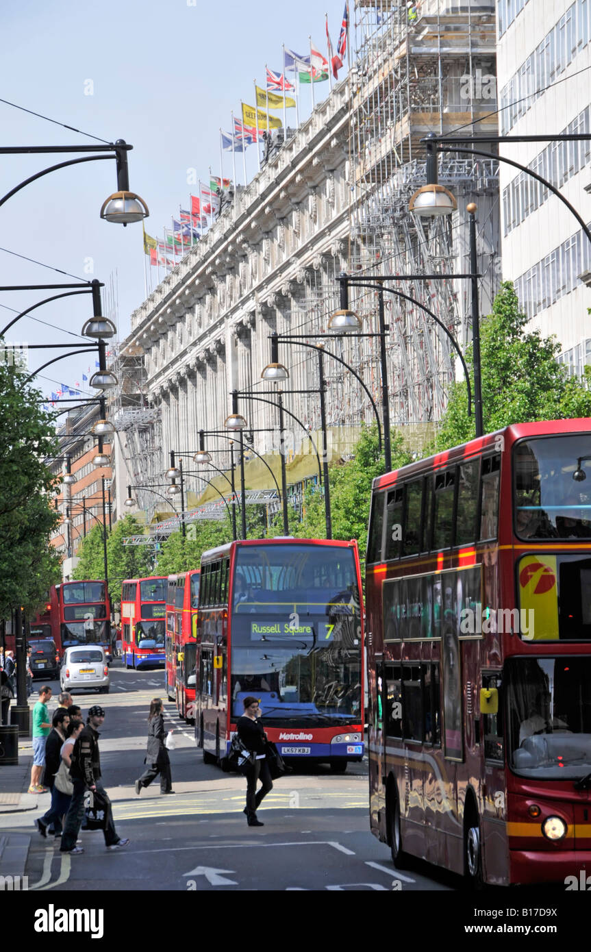 London buses outside selfridges department store hi-res stock ...