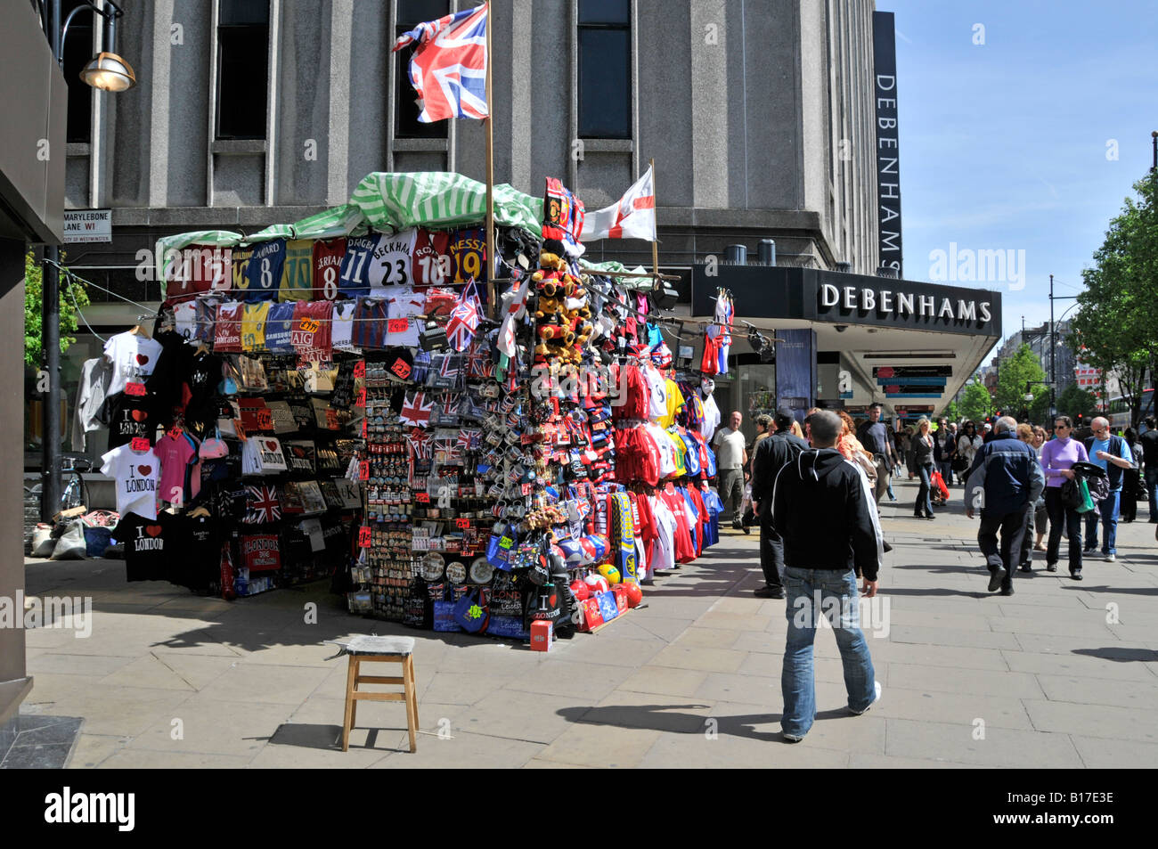 London West End Oxford Street shopping area souvenir stall merchandise ...
