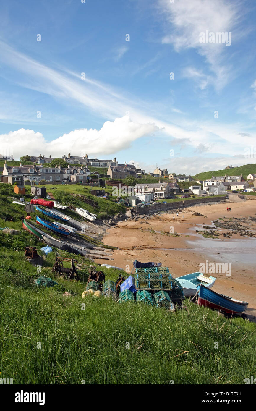 The small harbour of the former fishing village of Collieston ...
