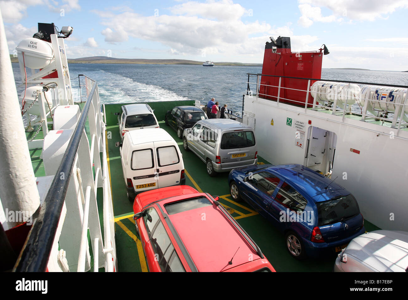 The ferry Fivla sailing between the islands of Mainland and Yell, in ...