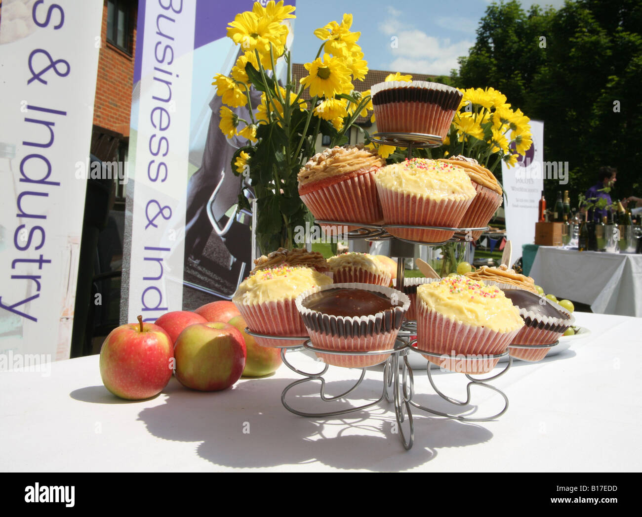Cup cakes on display at a food fair Stock Photo - Alamy
