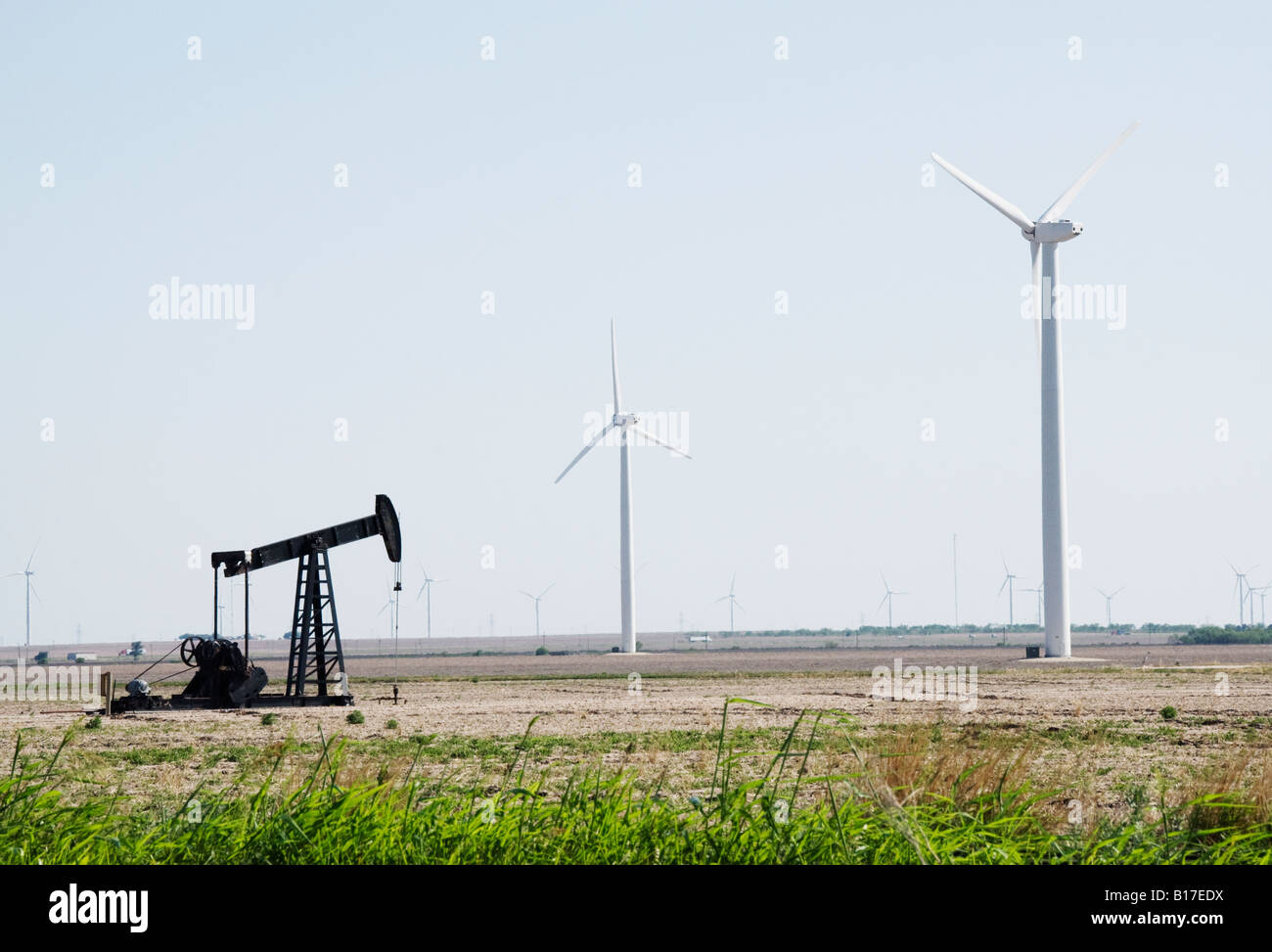 Oil Pump and Wind Turbines Stock Photo - Alamy