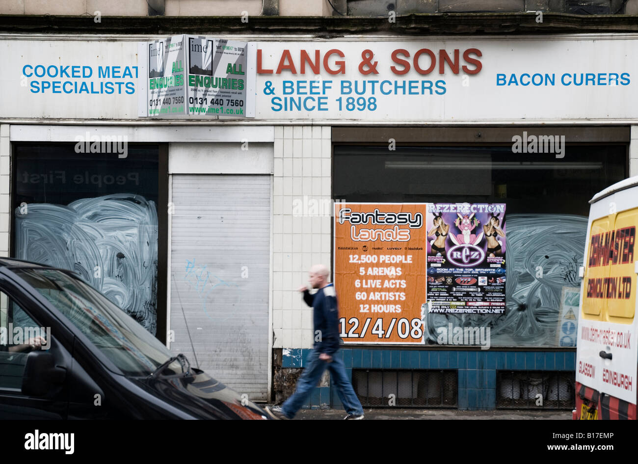 The closed down butcher Lang Sons on Easter Road in Edinburgh They had ...